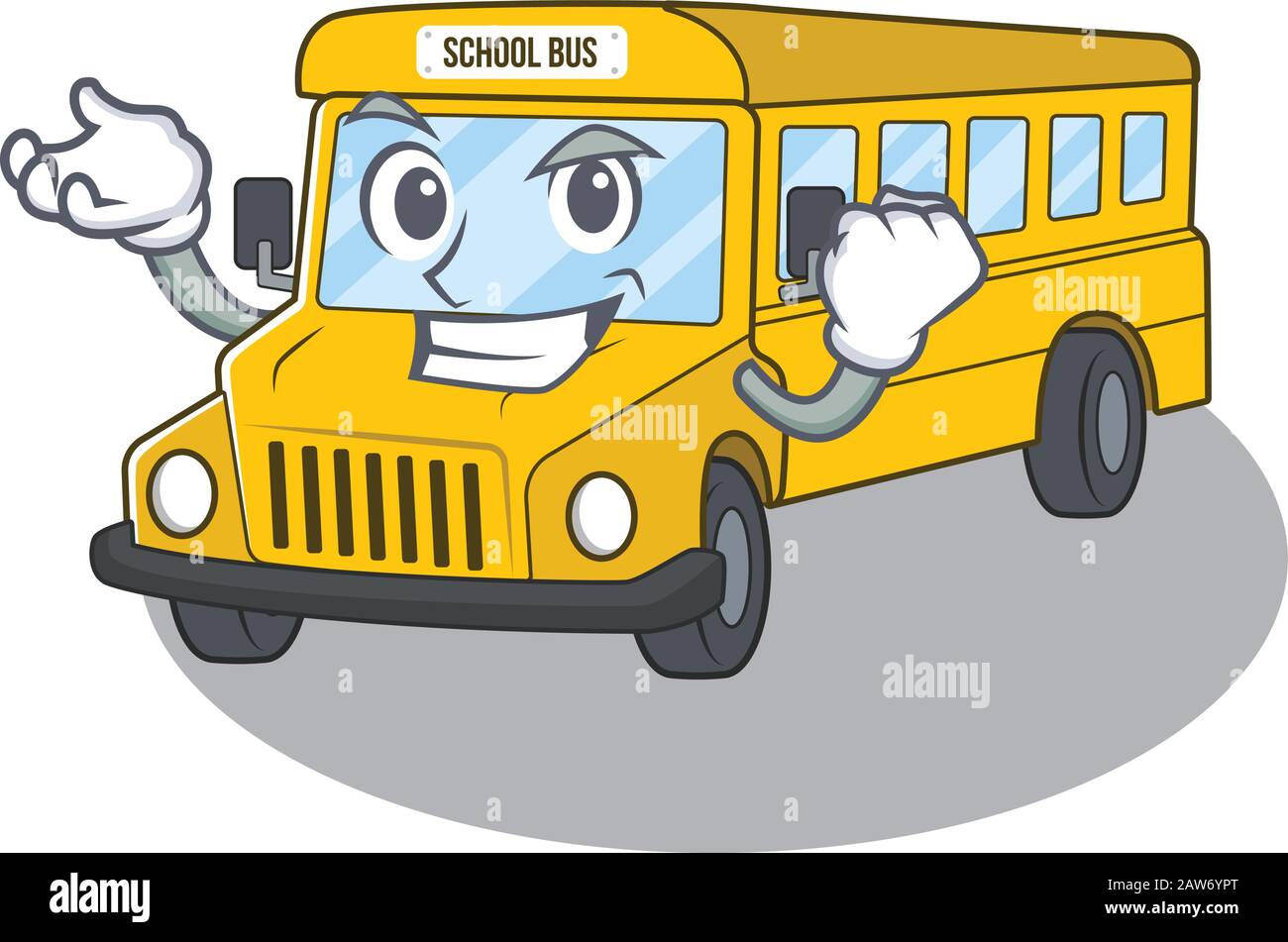 cool confident Successful school bus cartoon character style Stock ...