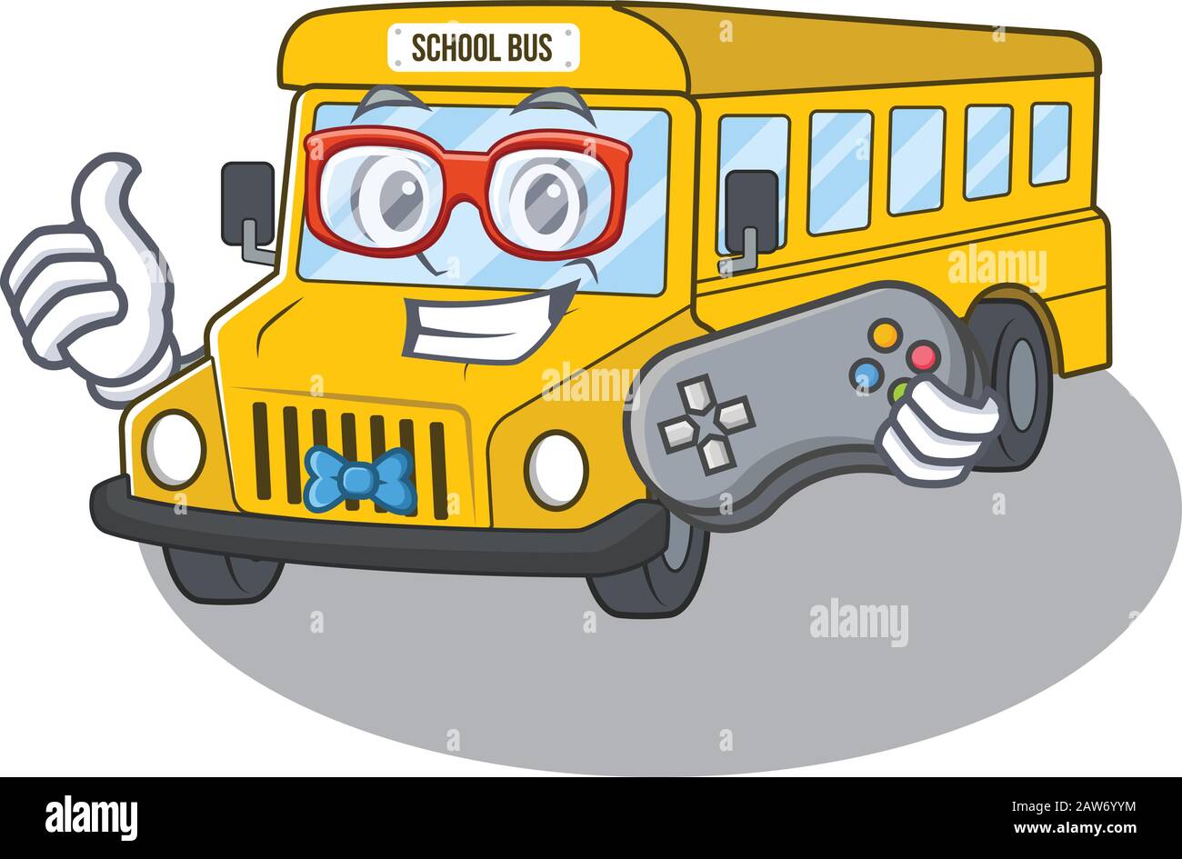 Smiley gamer school bus cartoon mascot style Stock Vector Image & Art ...