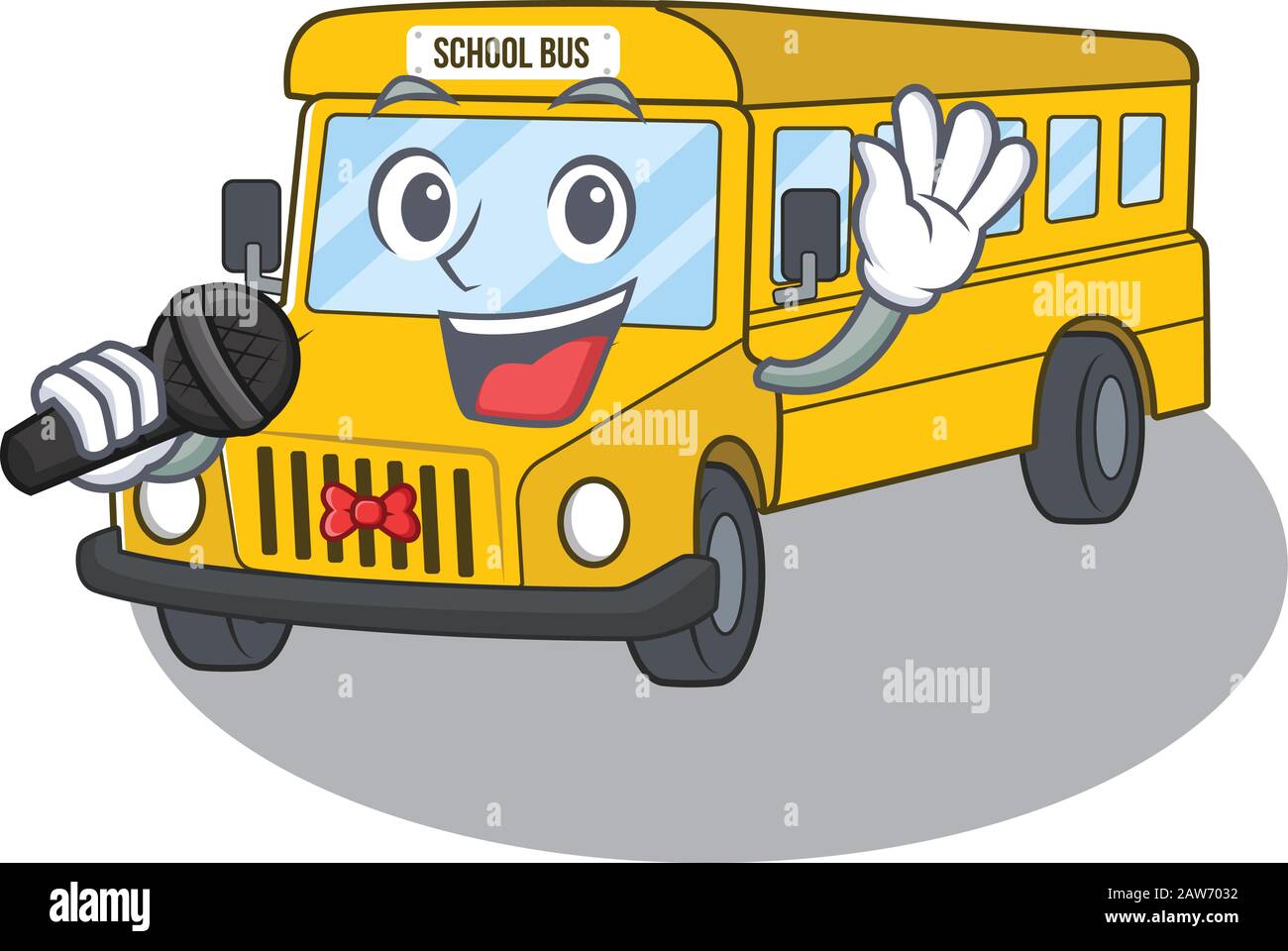 Happy school bus singing on a microphone Stock Vector Image & Art - Alamy