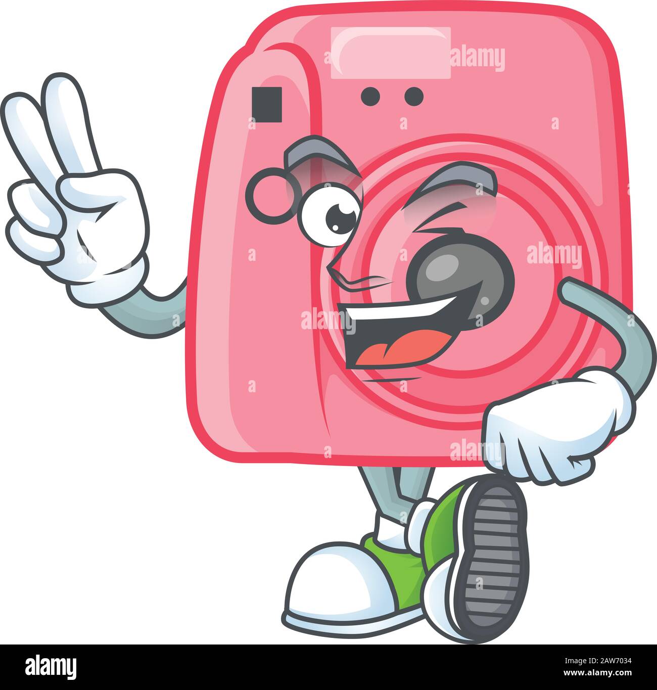 Cute cartoon mascot picture of instan camera with two fingers Stock ...