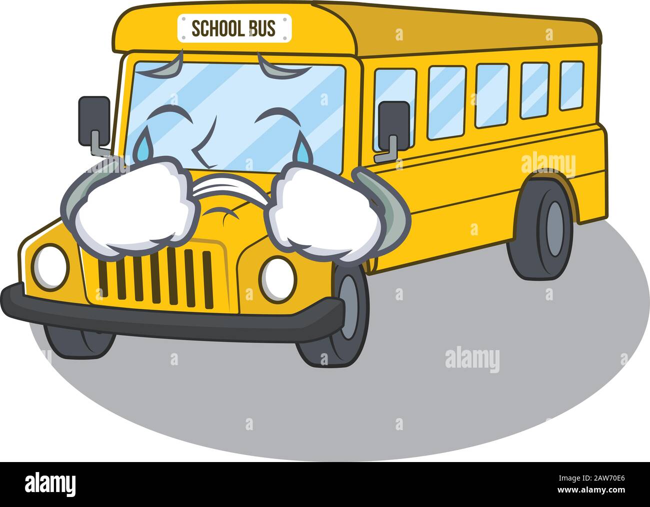 School bus cartoon character concept with a sad face Stock Vector Image ...