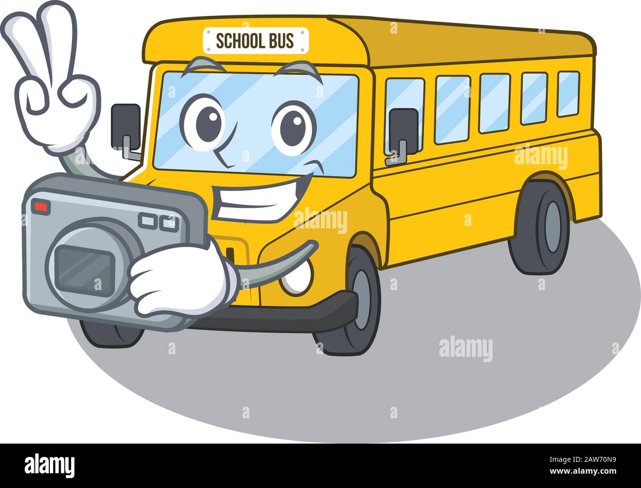 Cool Photographer school bus character with a camera Stock Vector Image ...