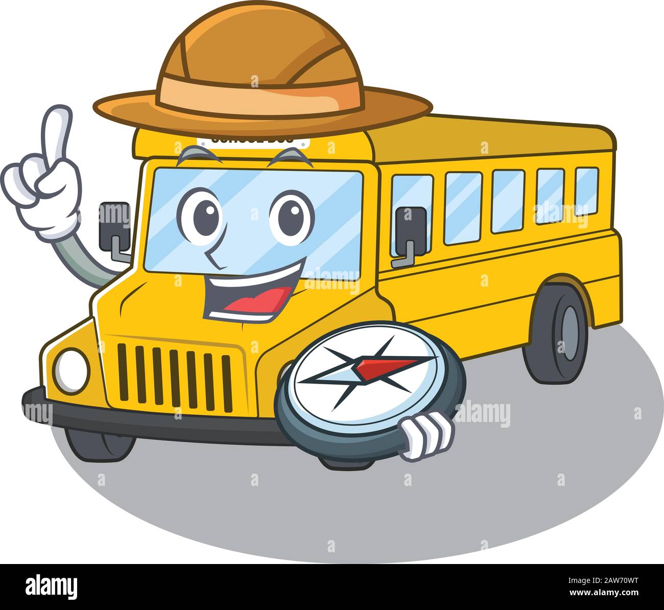 School bus experienced Explorer using a compass Stock Vector Image ...