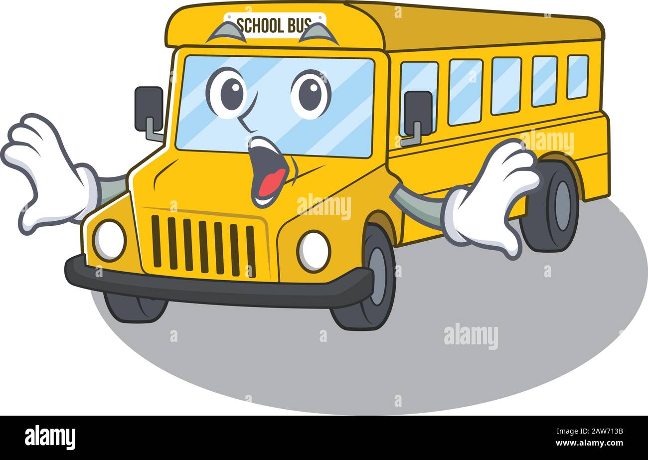 School bus mascot design concept with a surprised gesture Stock Vector ...