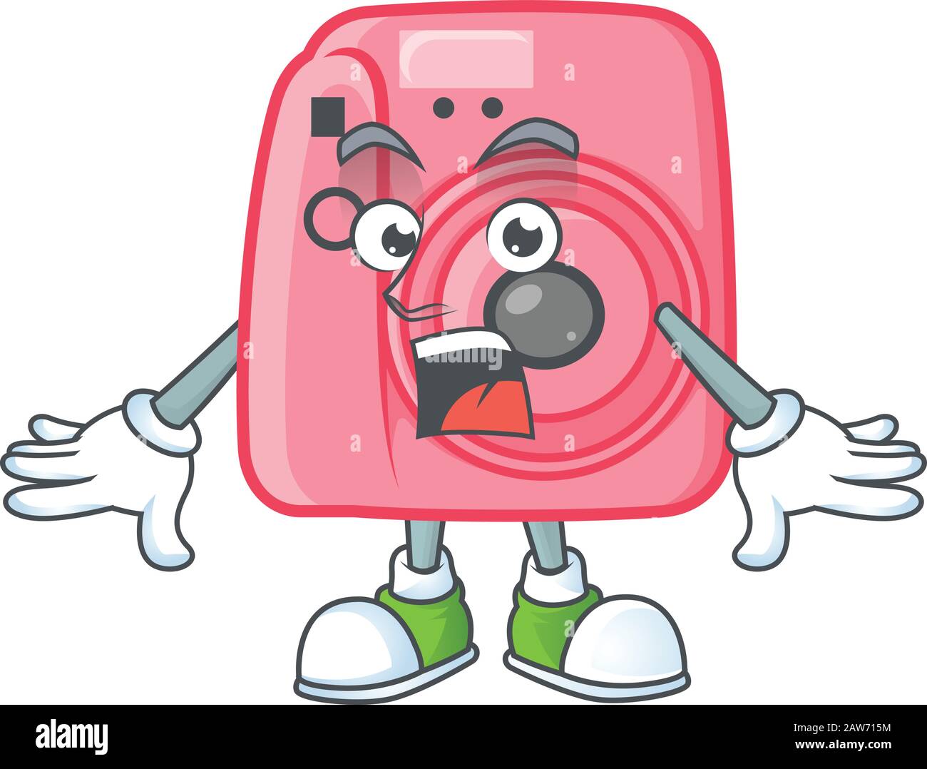 cartoon character design of instan camera with a surprised gesture ...