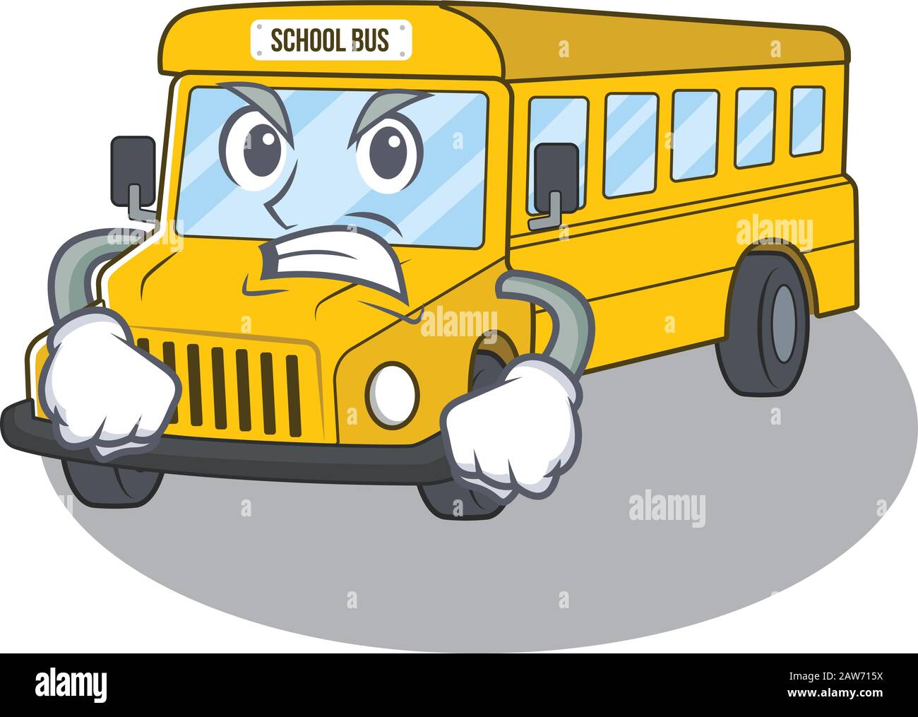 School bus cartoon character style having angry face Stock Vector Image ...