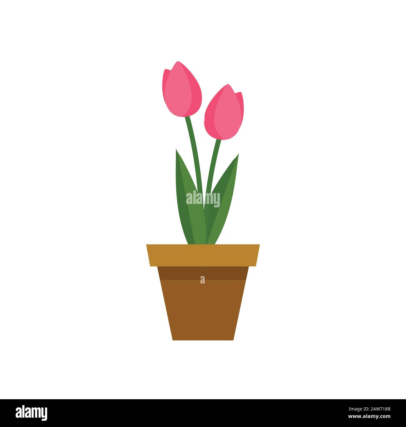 Vector illustration with flower pot and tulip eps 10 Stock Vector Image ...