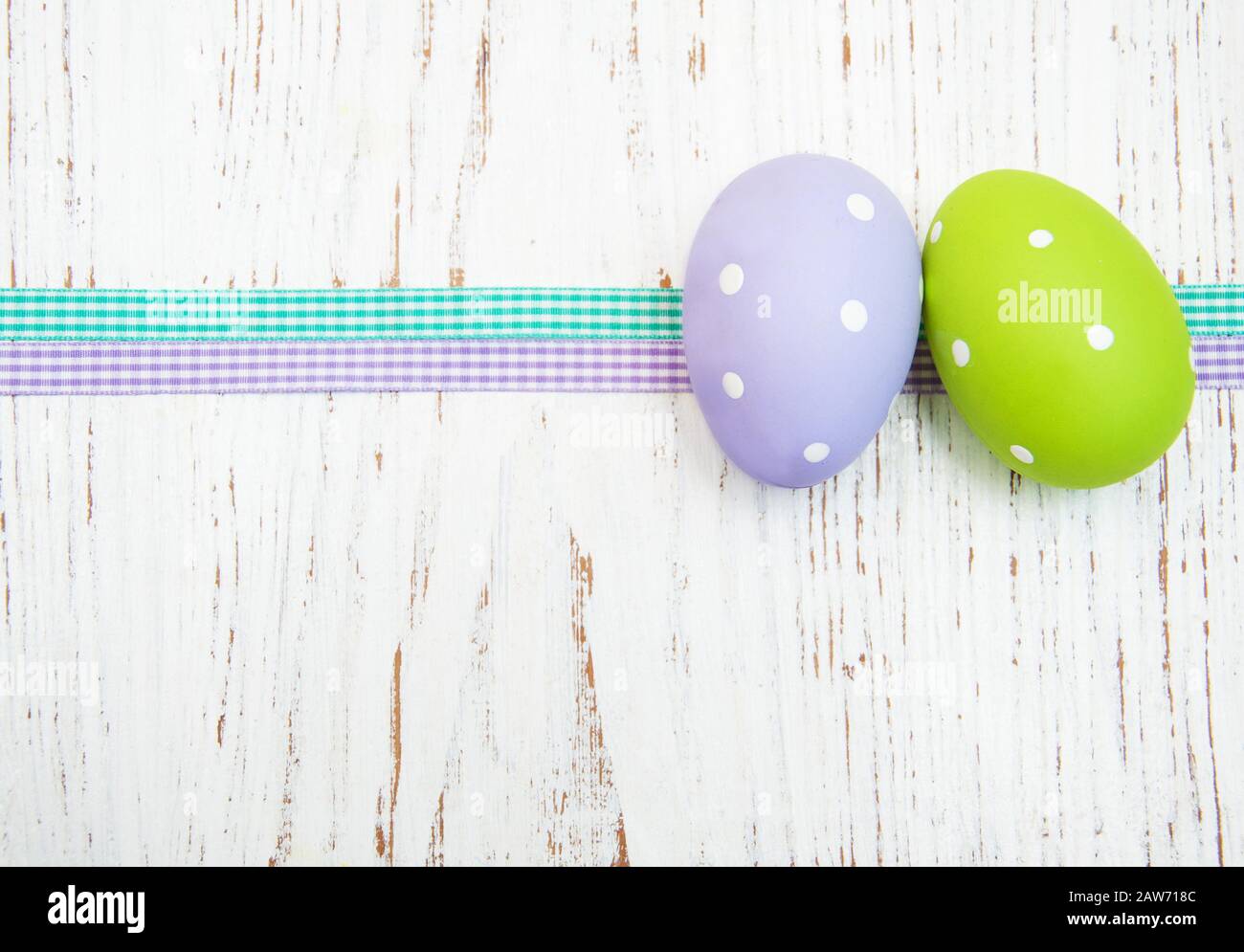 Easter eggs with ribbons - holiday background Stock Photo - Alamy