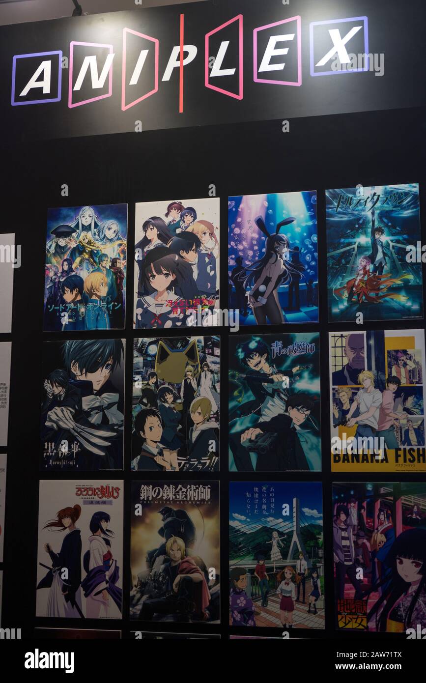 Shenzhen, China, April, 2019. Aniplex poster at Sony Expo 2019. Aniplex ...