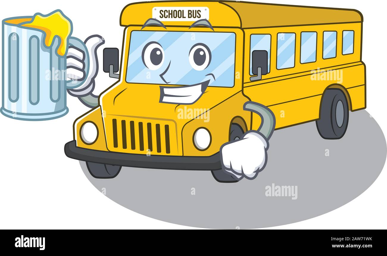 Smiley school bus mascot design with a big glass Stock Vector Image ...