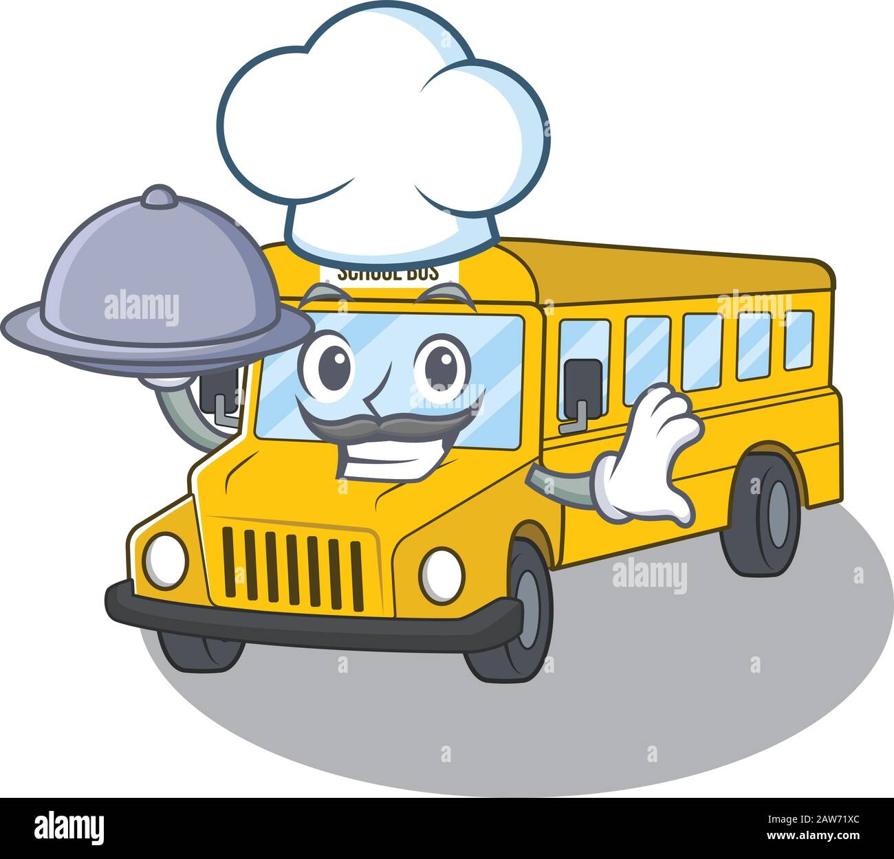 A picture of school bus as a Chef serving food on tray Stock Vector ...