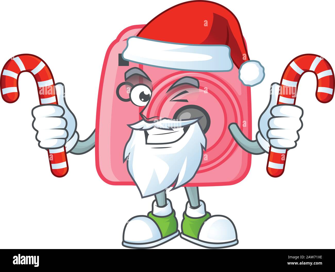 cartoon mascot style of instan camera in Santa costume with candy Stock ...