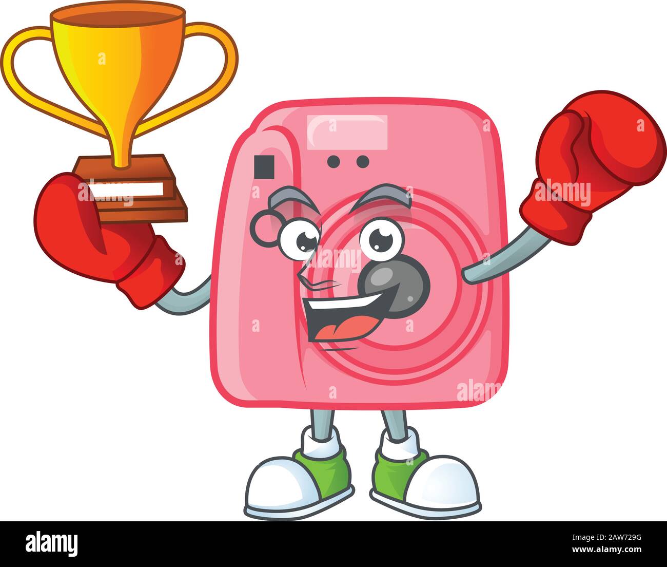 Super cool Boxing winner of instan camera in mascot cartoon design ...