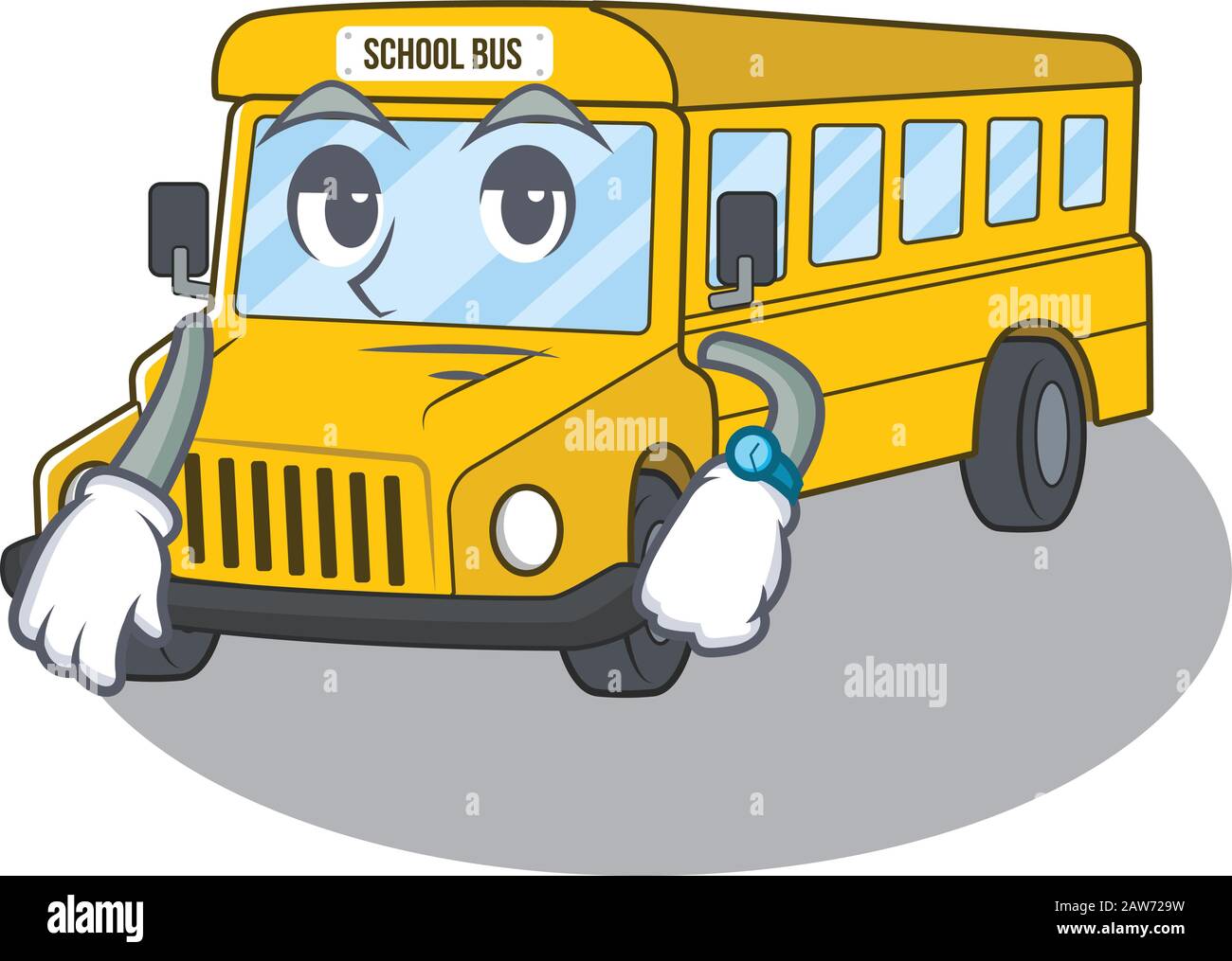 cartoon character design of school bus on a waiting gesture Stock ...