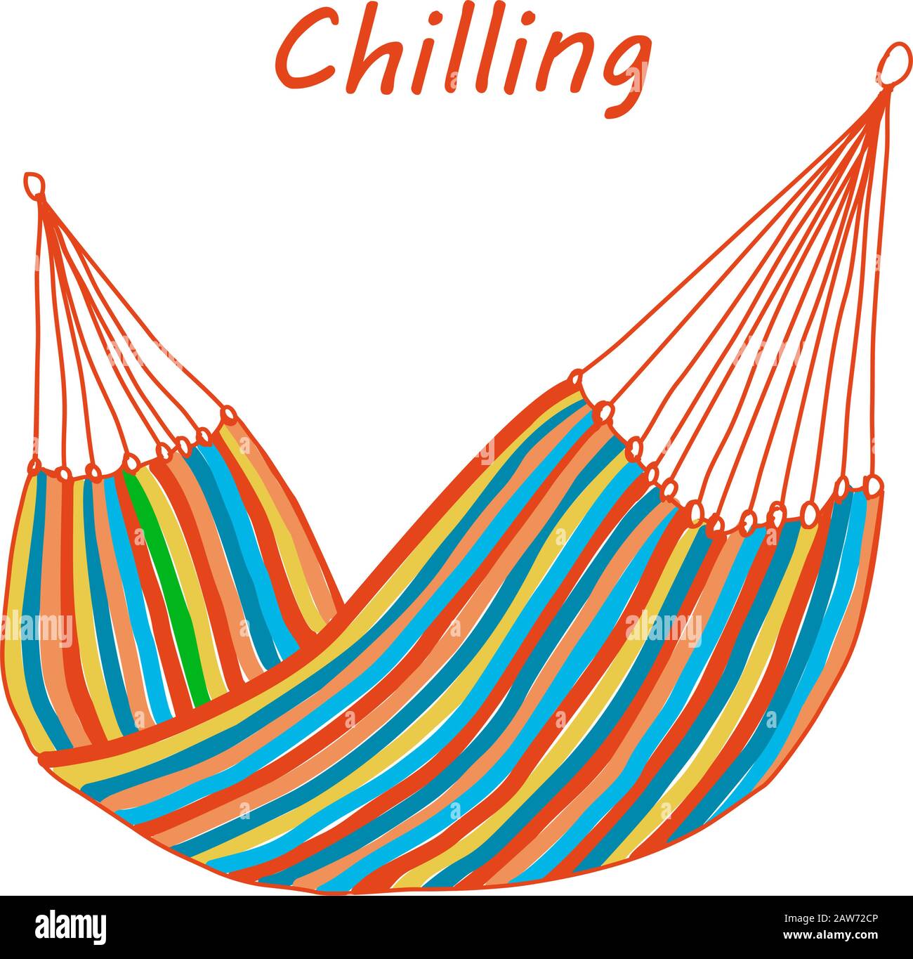 Hand drawn cartoon striped hammock vector illustration Stock Vector ...