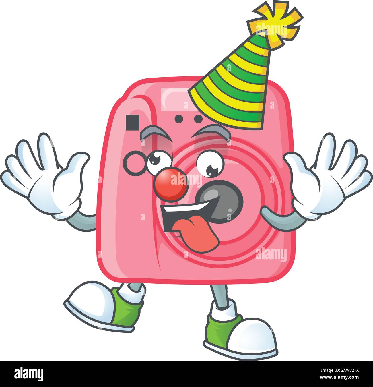 Cute and funny Clown instan camera cartoon character mascot style Stock ...