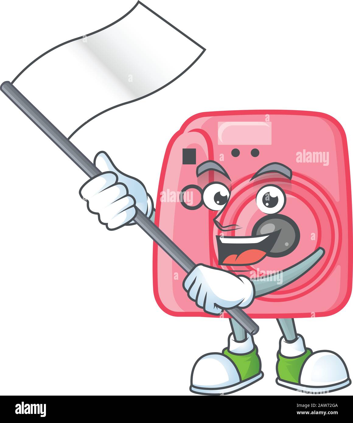 Funny instan camera cartoon character design with a flag Stock Vector ...