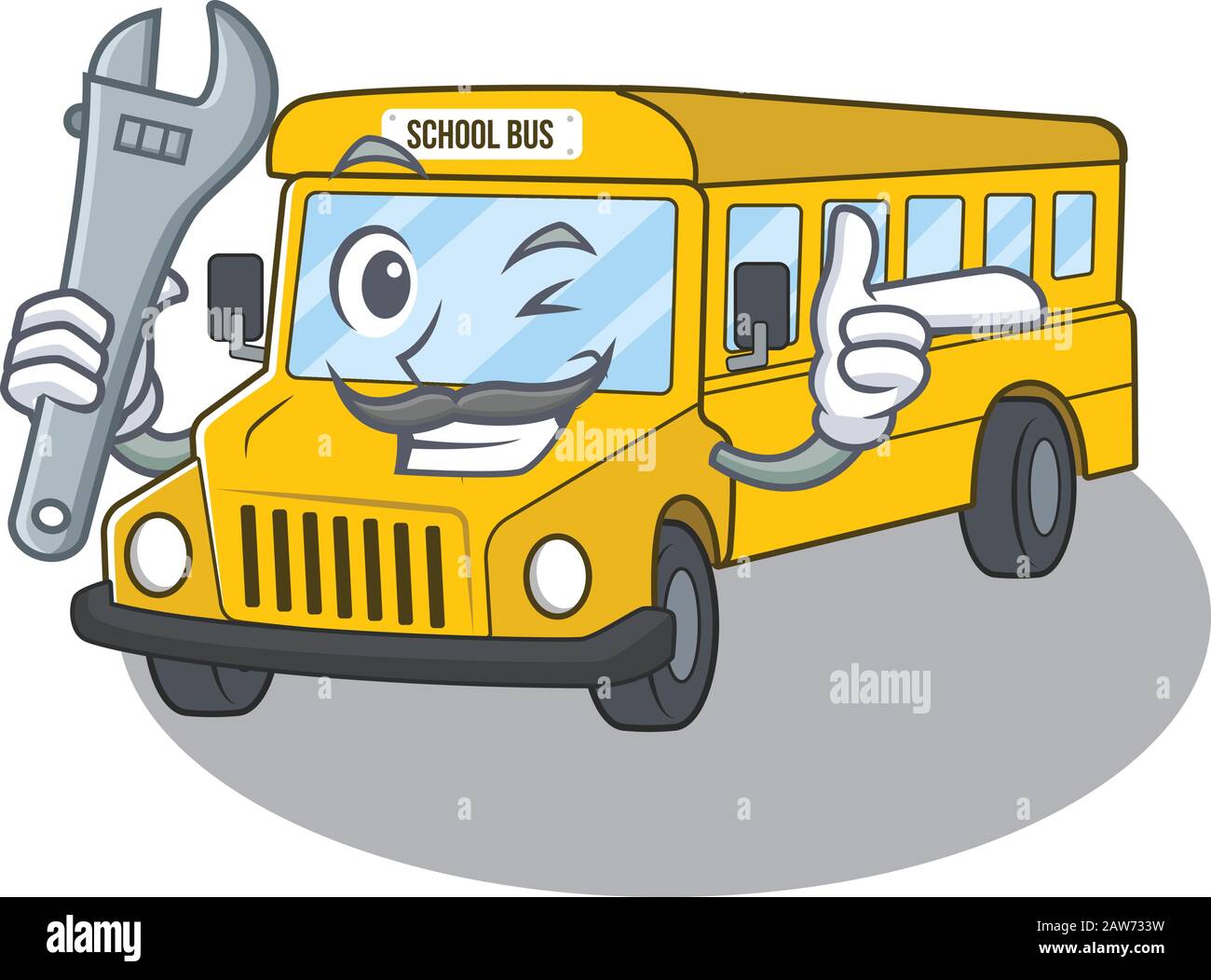 Smart Mechanic school bus cartoon character design Stock Vector Image ...