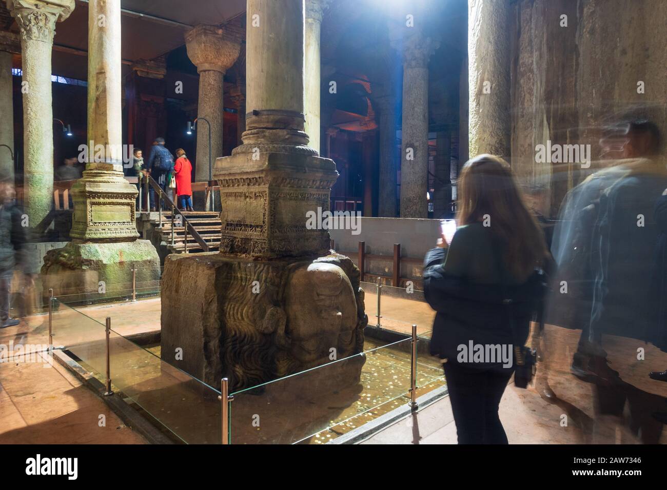Istanbul, Turkey - Jan 14, 2020: Medusa head in Underground Basilica ...