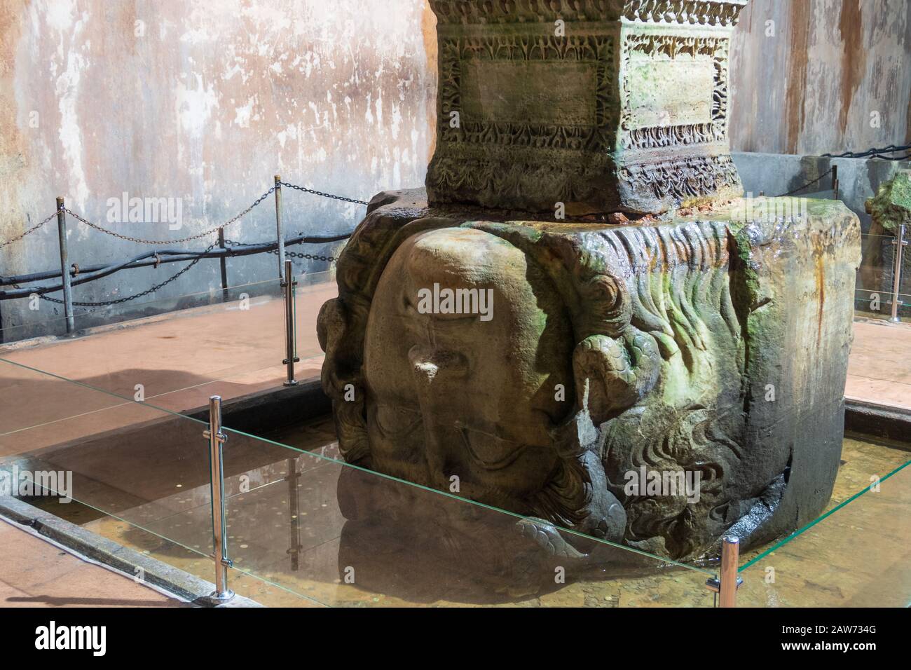 Istanbul, Turkey - Jan 14, 2020: Medusa head in Underground Basilica ...