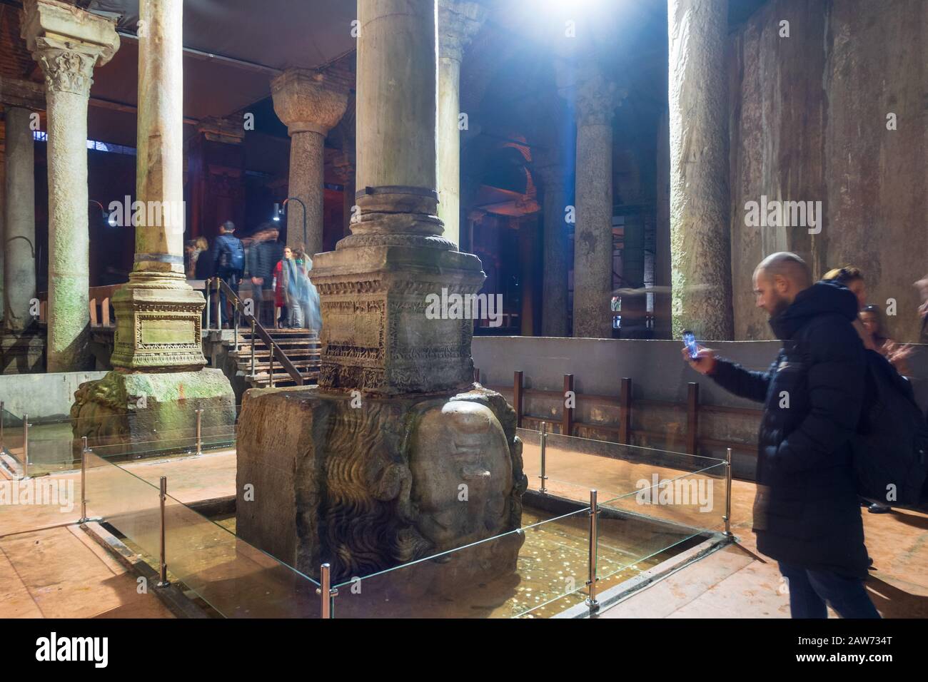 Istanbul, Turkey - Jan 14, 2020: Medusa head in Underground Basilica ...