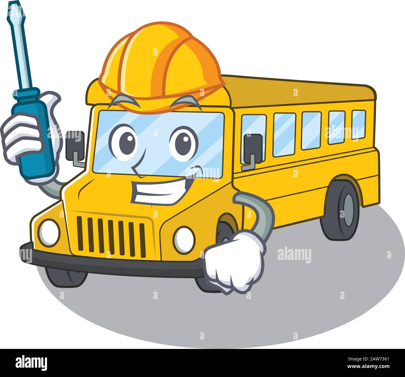 cartoon character style school bus working as an automotive Stock ...