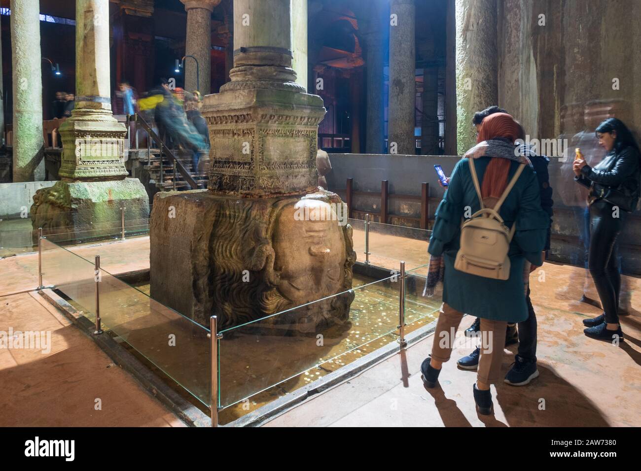 Istanbul, Turkey - Jan 14, 2020: Medusa head in Underground Basilica ...