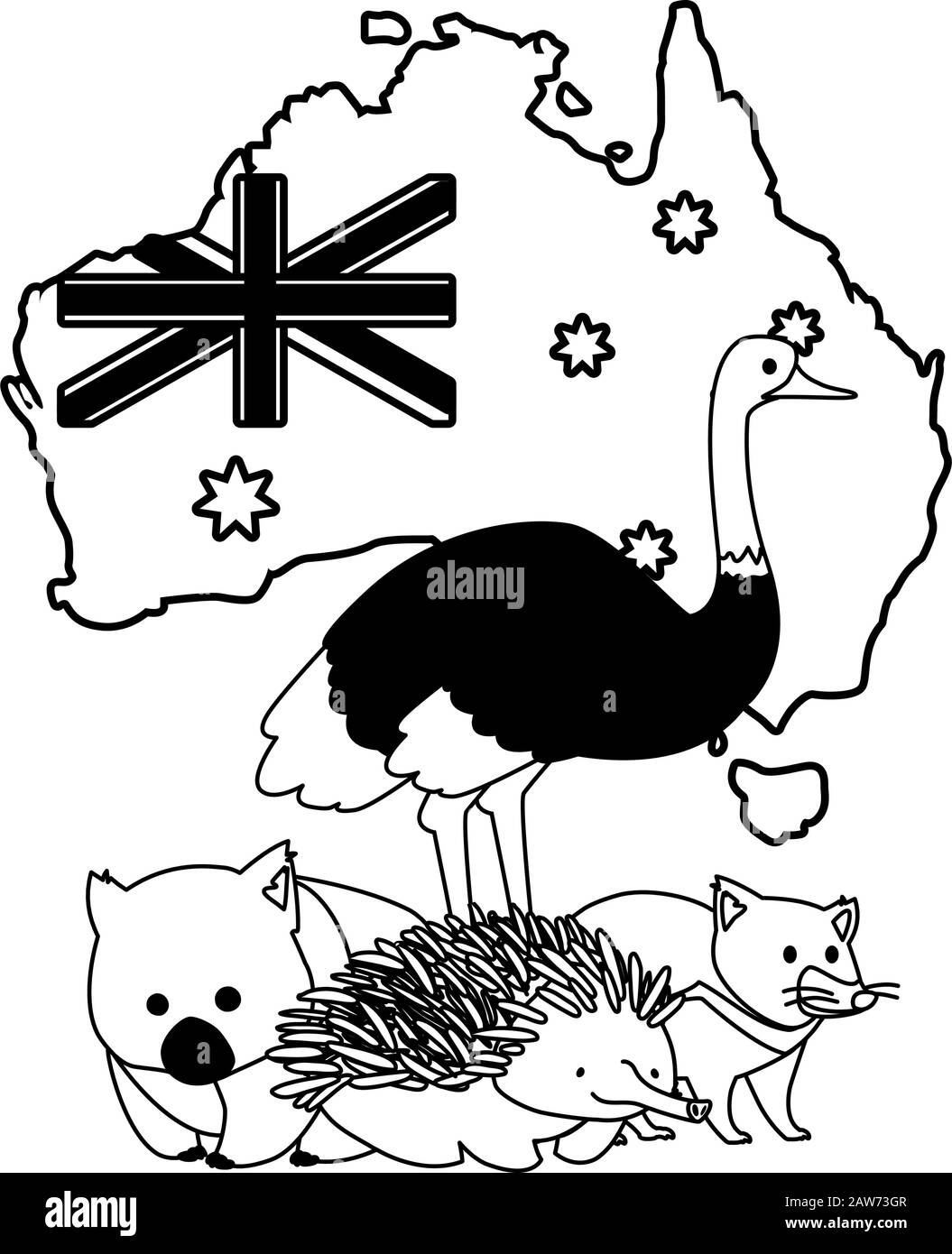 animals of australia with map of australia in the background vector ...