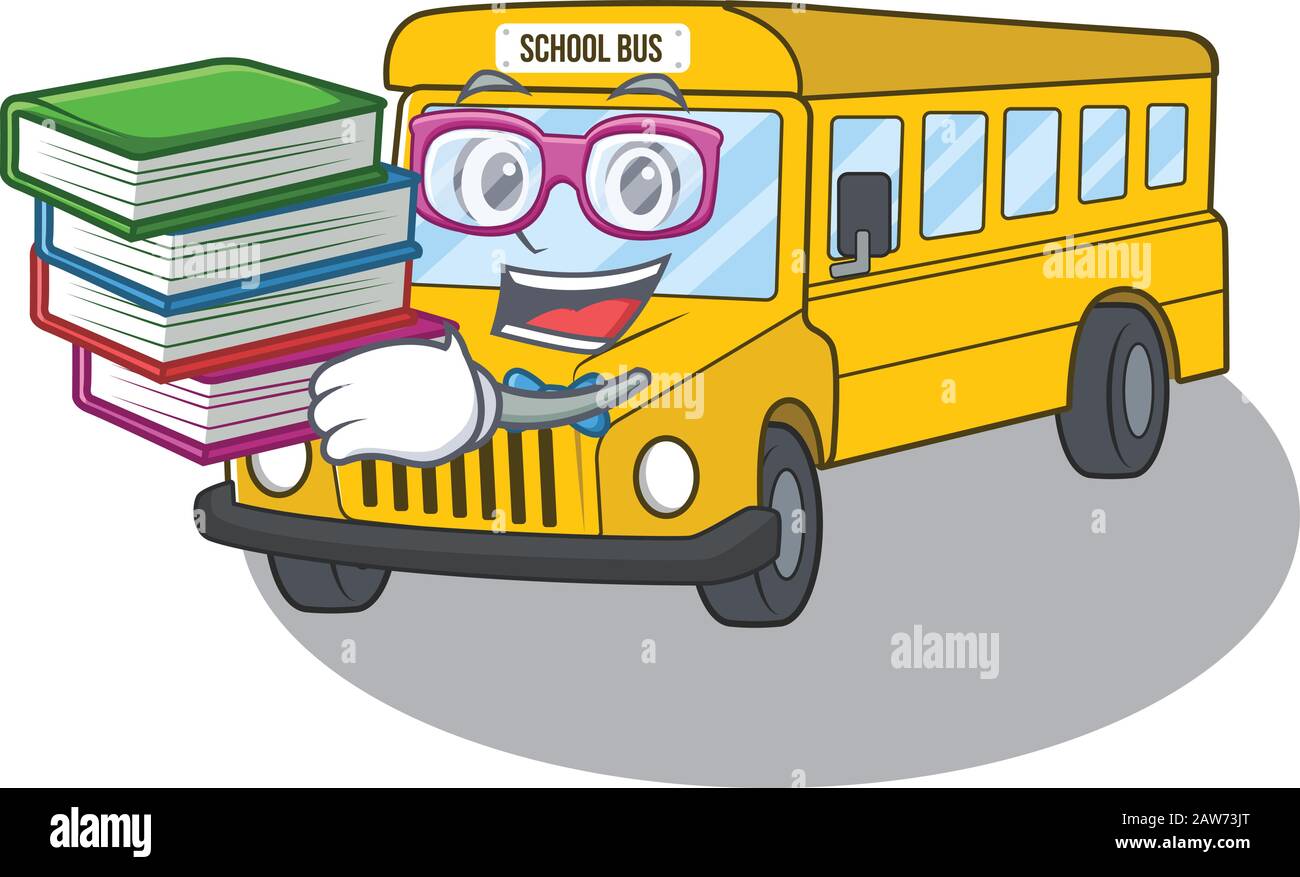 mascot cartoon of school bus studying with book Stock Vector Image ...