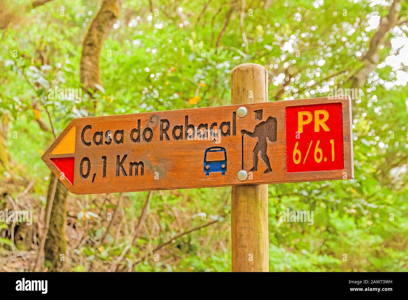 Signpost showing the way to Casa do Rabacal, a famous walk trail for ...