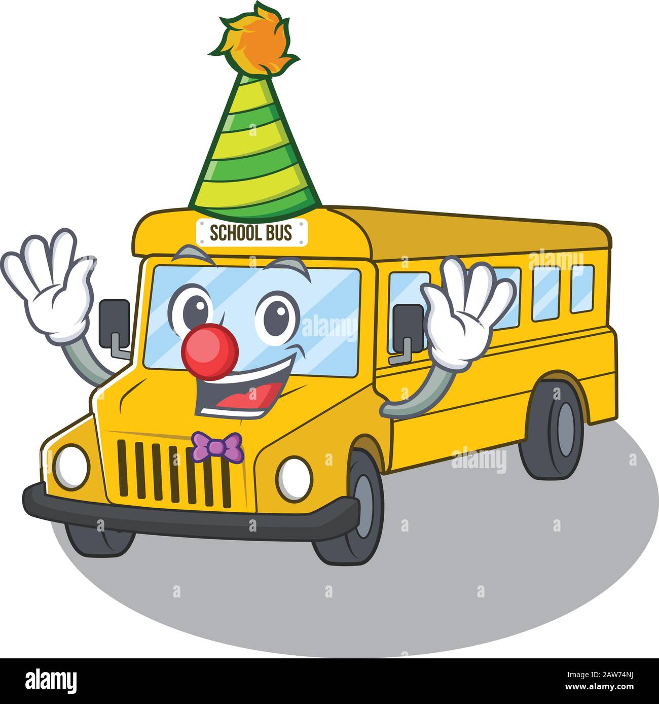 Funny Clown school bus cartoon character mascot design Stock Vector ...