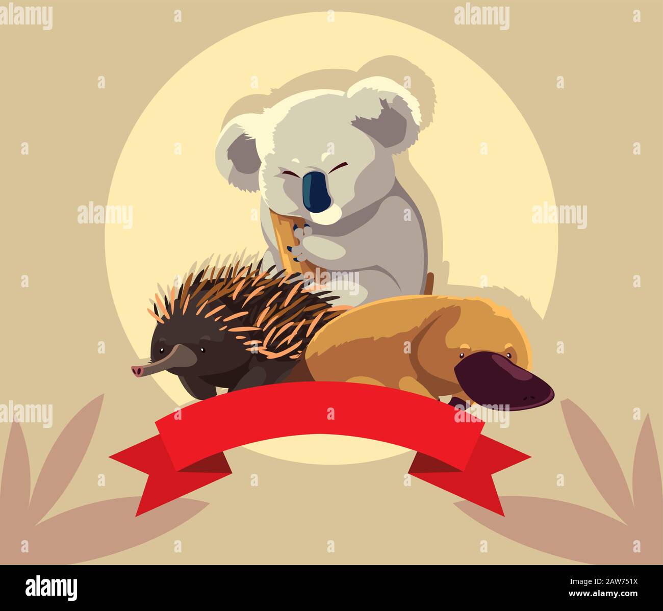 cute card with native animals of australia vector illustration design ...