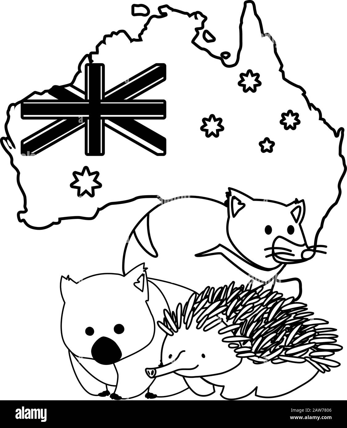 animals of australia with map of australia in the background vector ...