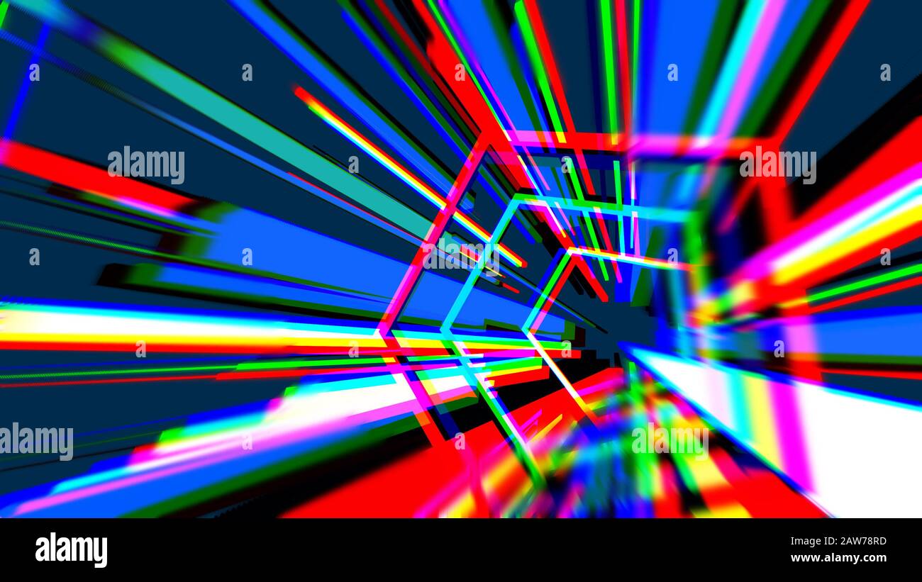 Cheerful 3d rendering of a lively pentagon shaped time portal looking ...