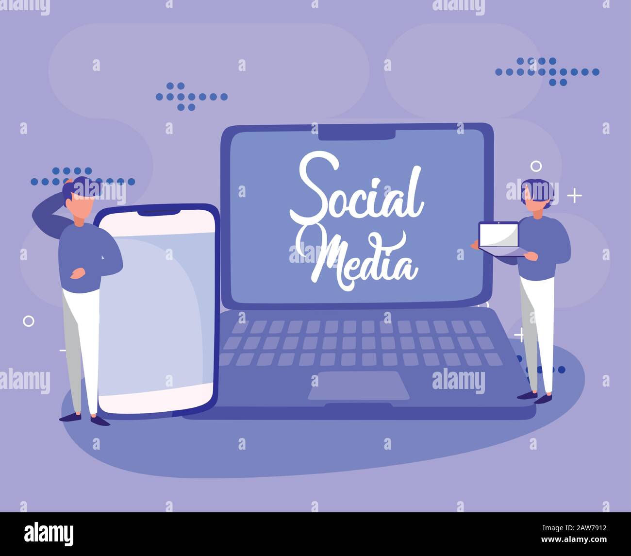 Laptop smartphone and men design, Social media multimedia communication ...