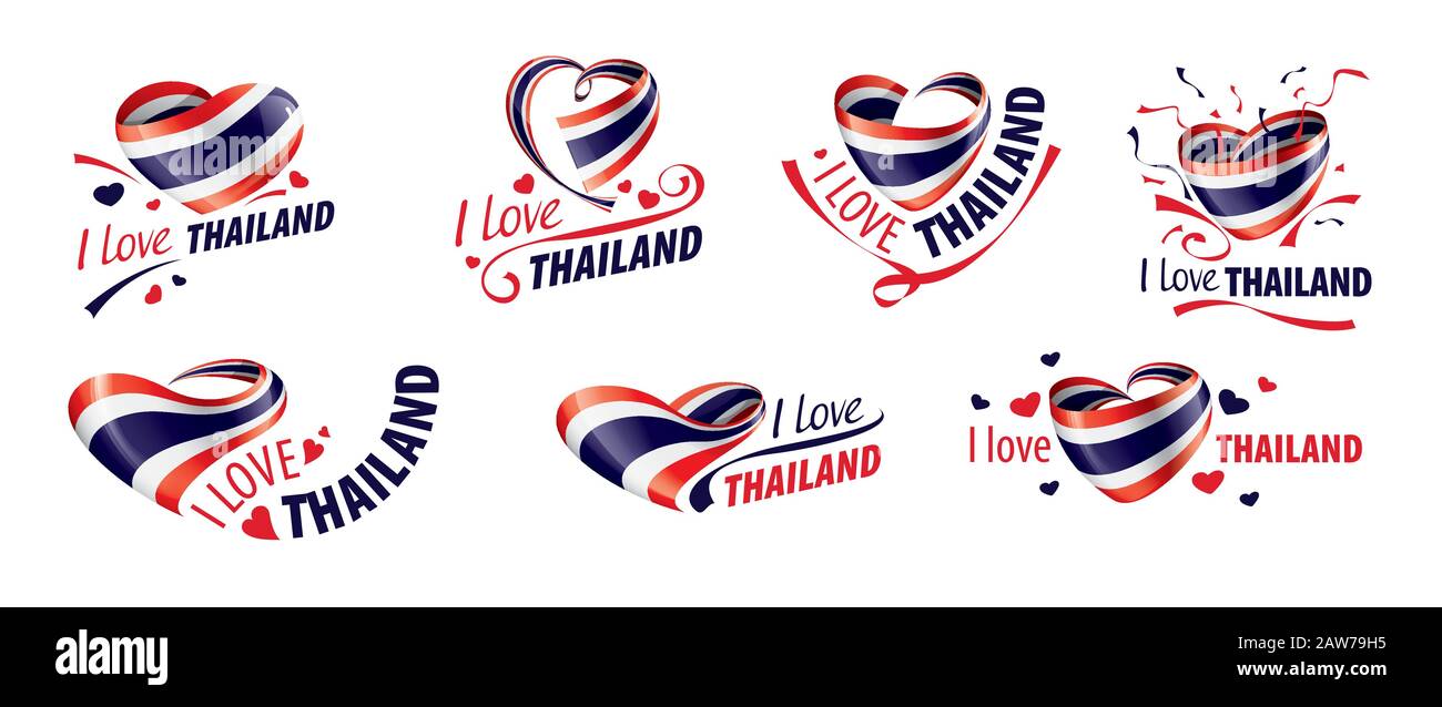 National flag of the Thailand in the shape of a heart and the ...