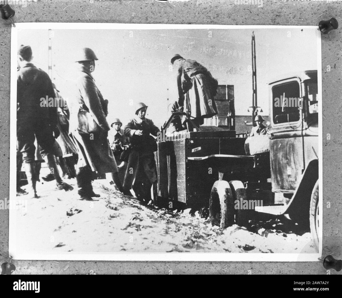 Netherlands in mobilization time. Dutch troops in unloading weapons ...