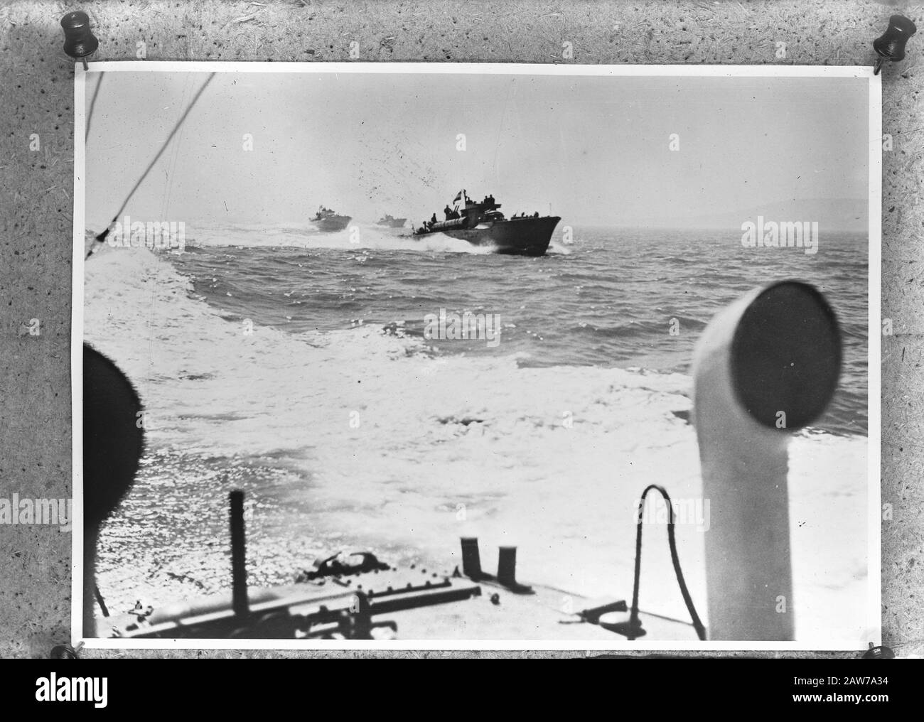 Motor Torpedo Boat and motor gunboats of the Royal Navy at full speed ...