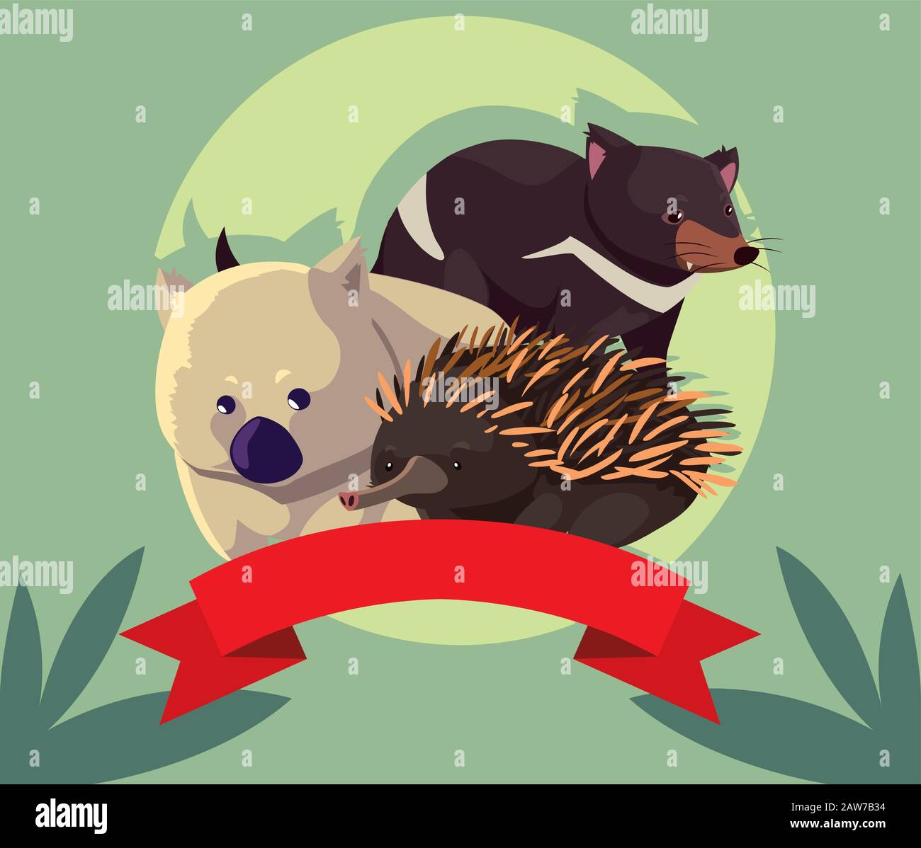 cute card with native animals of australia vector illustration design ...
