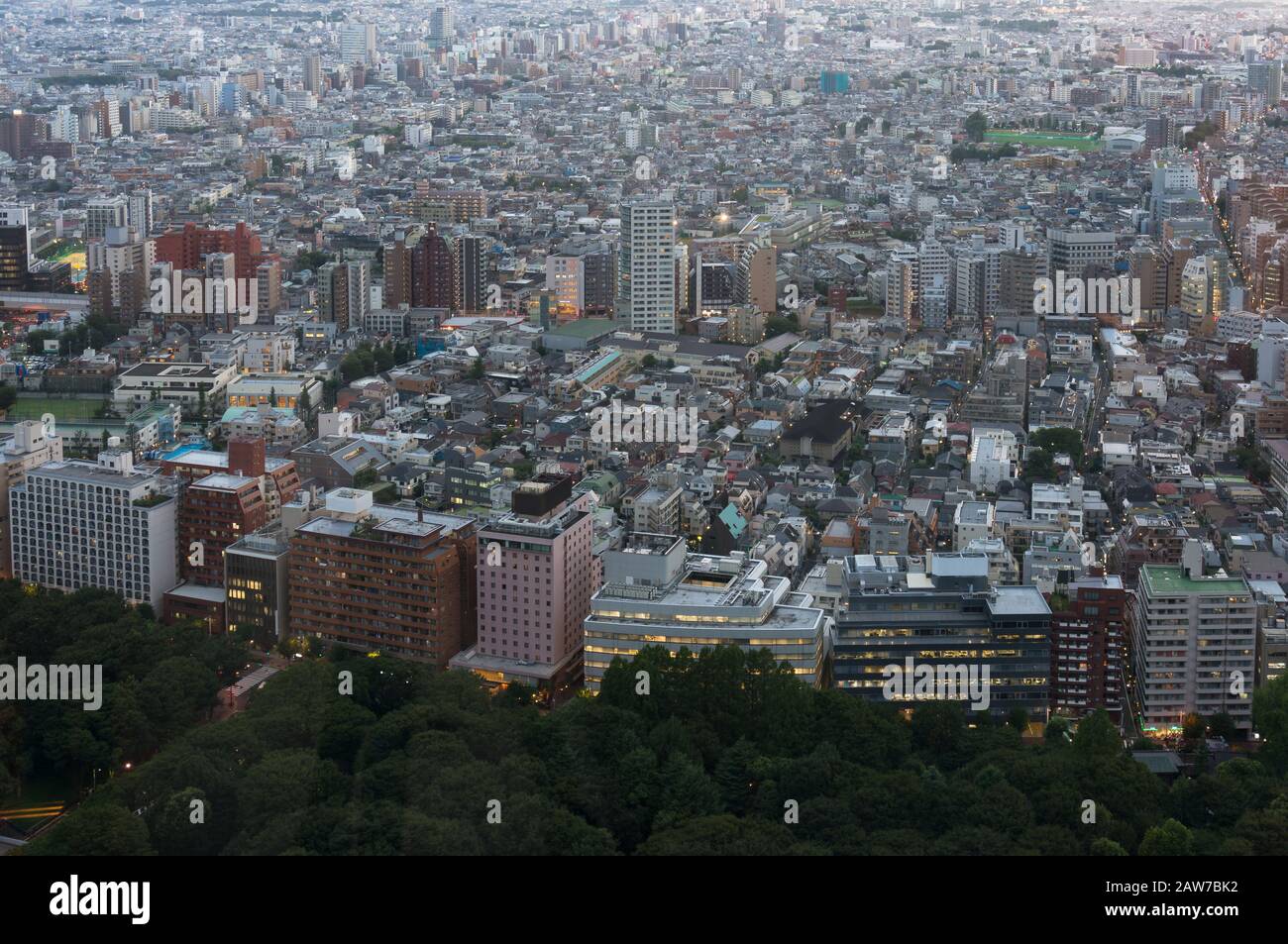 Aerial view of urban cityscape with residential property and office ...