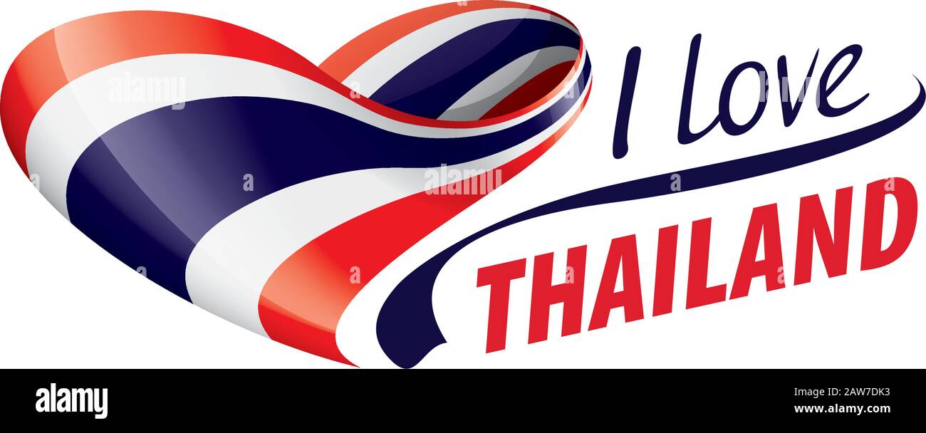 National flag of the Thailand in the shape of a heart and the ...