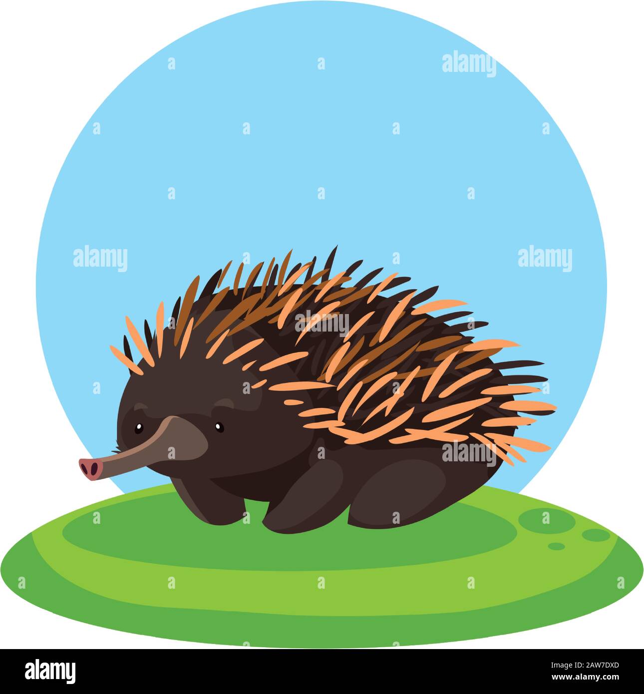 cute echidna with background landscape vector illustration design Stock ...