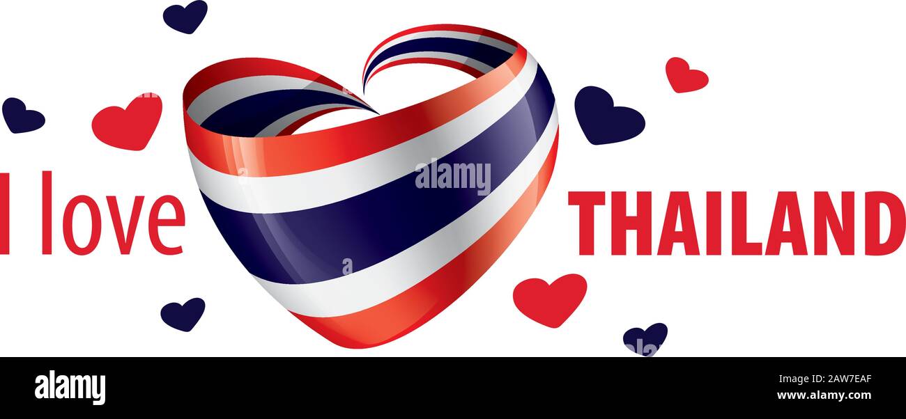 National flag of the Thailand in the shape of a heart and the ...