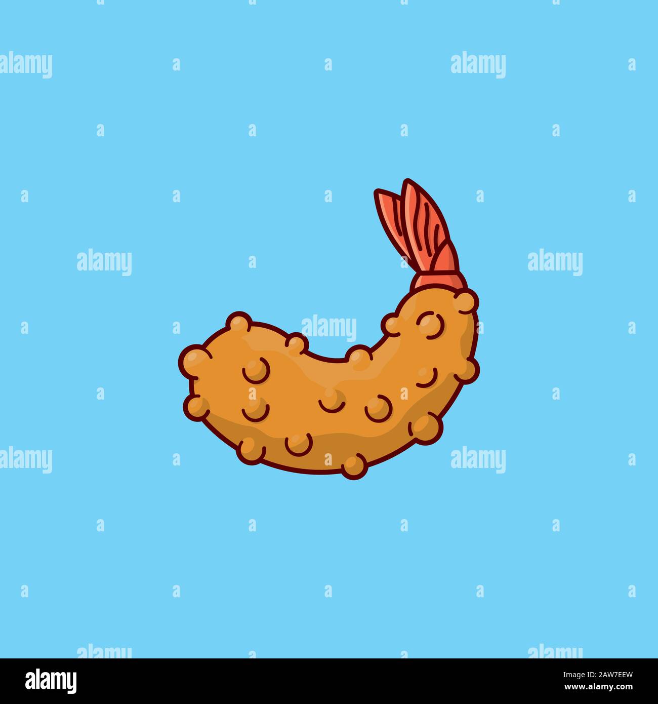Prawn deep-fried in tempura color vector illustration. Asian food and ...