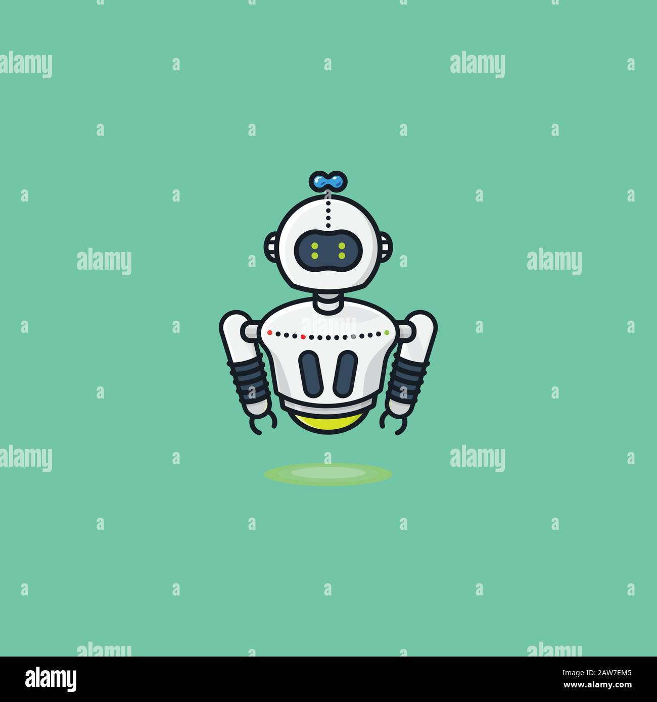 Levitating robot vector illustration. Artificial intelligence ...