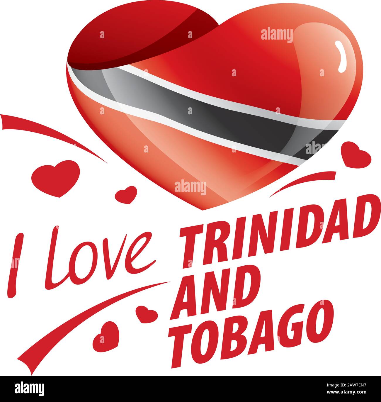 National flag of the Trinidad and Tobago in the shape of a heart and ...