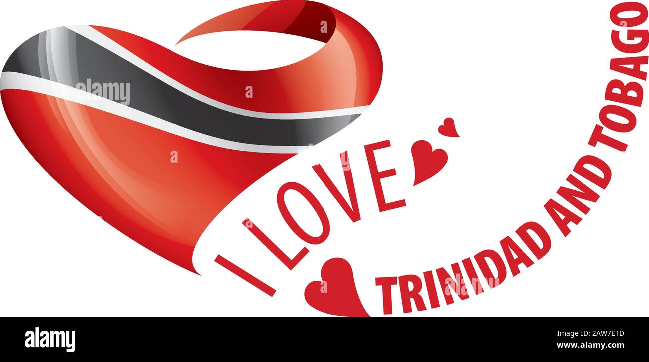 National flag of the Trinidad and Tobago in the shape of a heart and ...