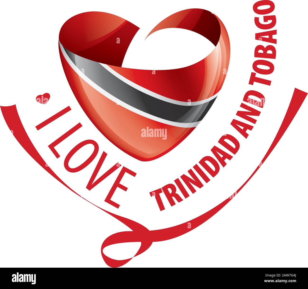 National flag of the Trinidad and Tobago in the shape of a heart and ...