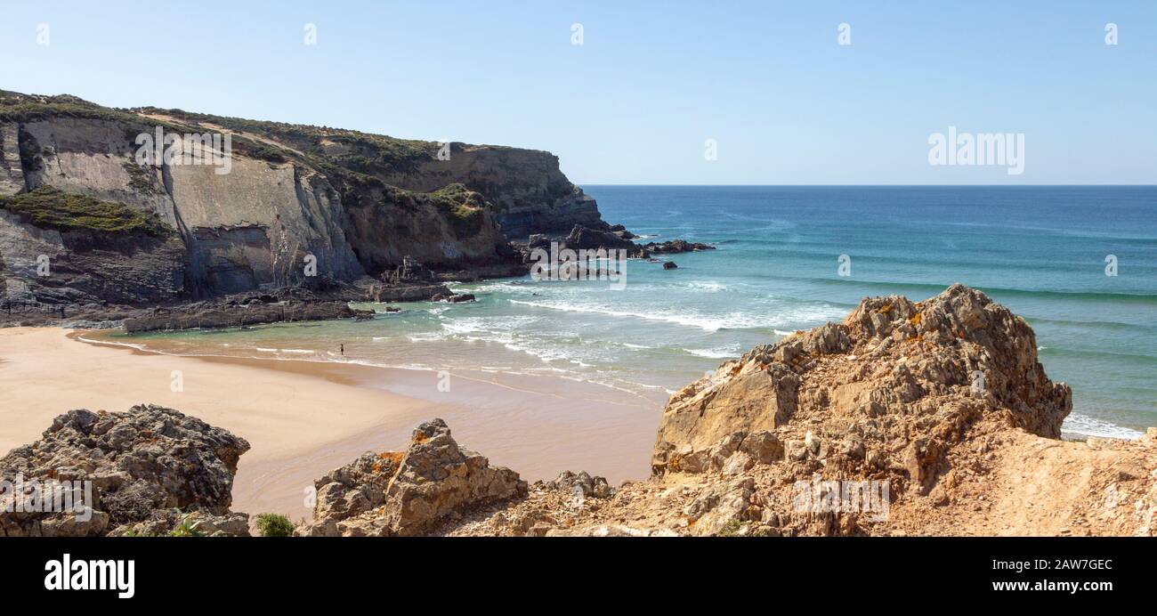 Sandy Carvalhal beach Costa Vicentina natural park, near Brejão ...