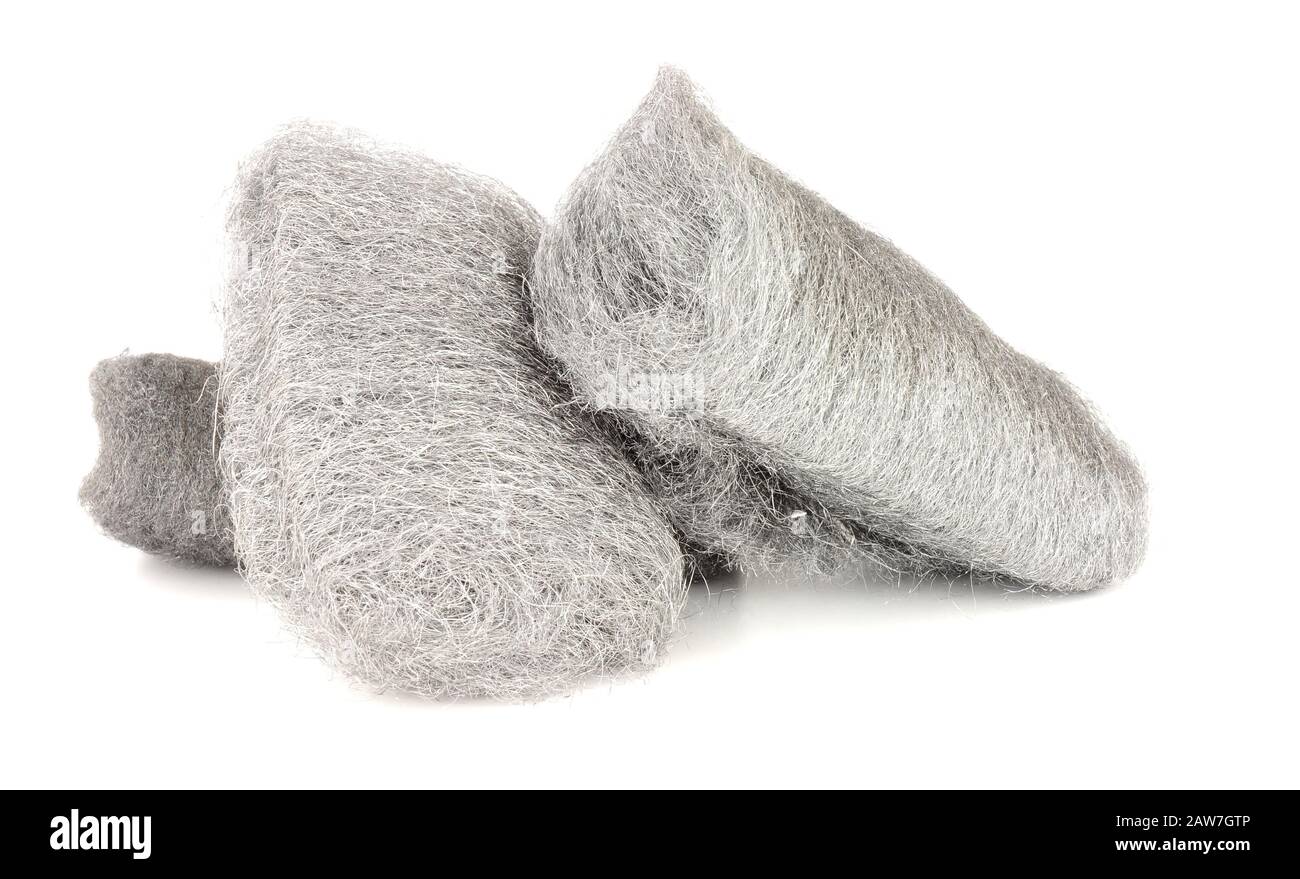 Group of steel wire wool on a white background Stock Photo - Alamy